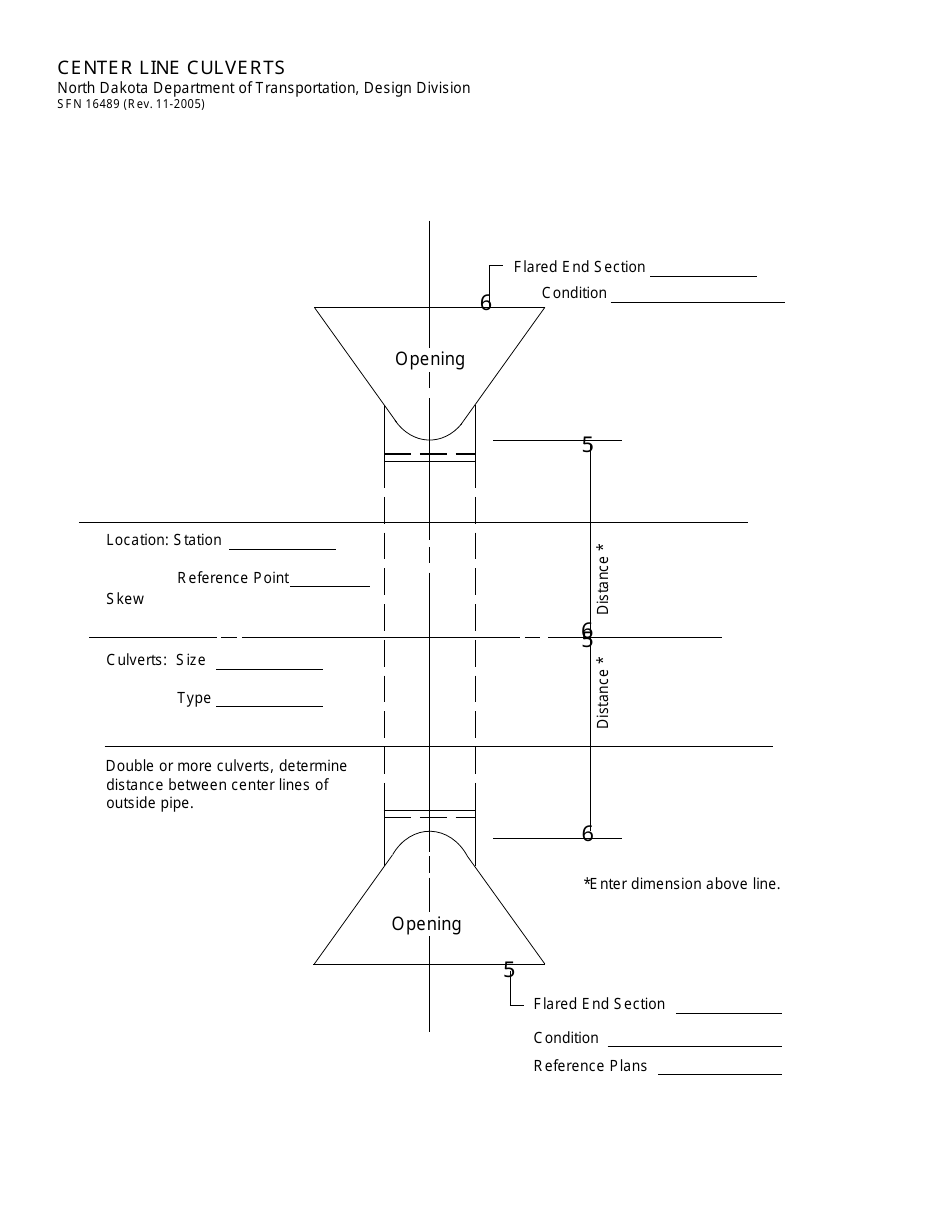 Form SFN16489 Download Fillable PDF or Fill Online Center Line Culverts ...