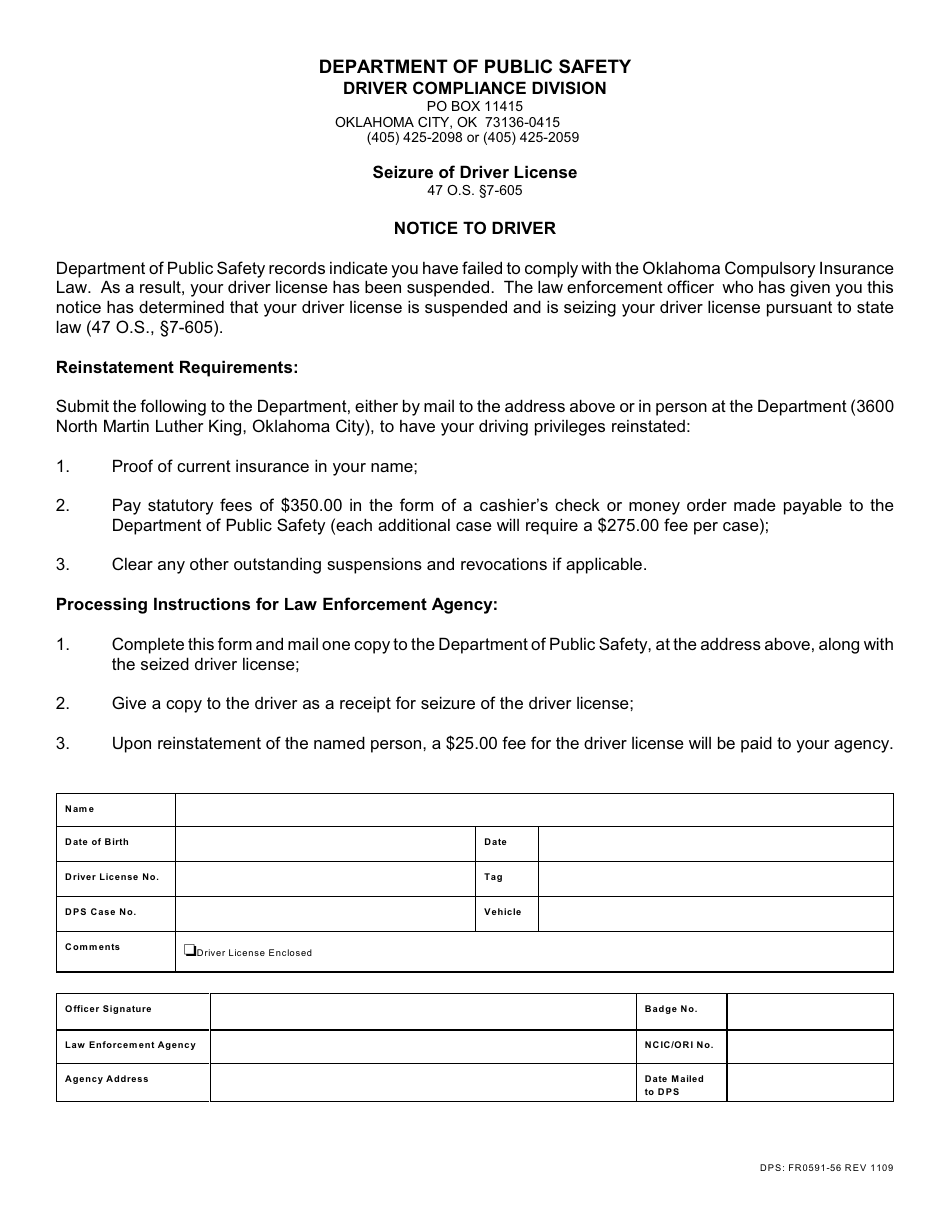 Form DPS: FR0591-56 - Fill Out, Sign Online and Download Printable PDF ...