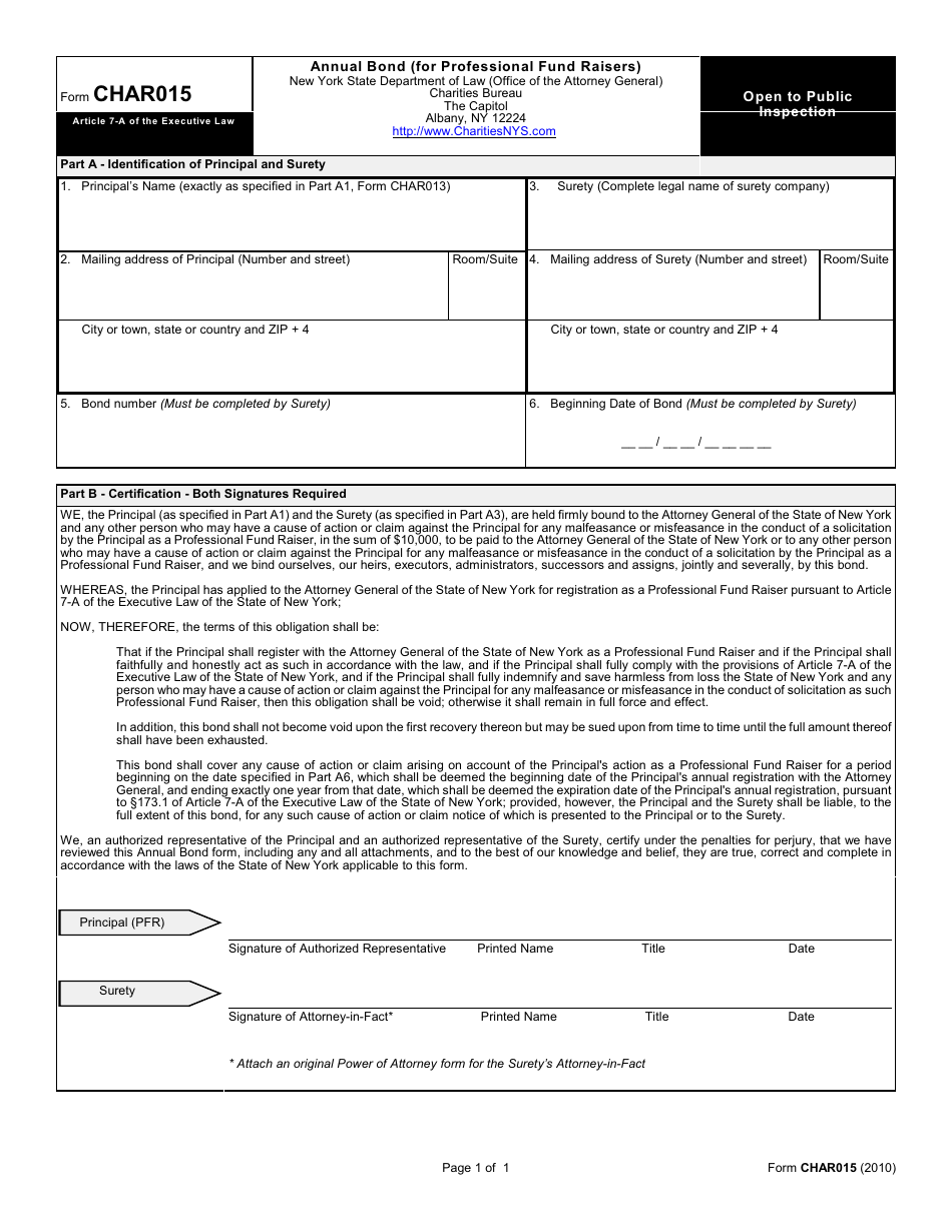 Form CHAR015 - Fill Out, Sign Online and Download Printable PDF, New ...