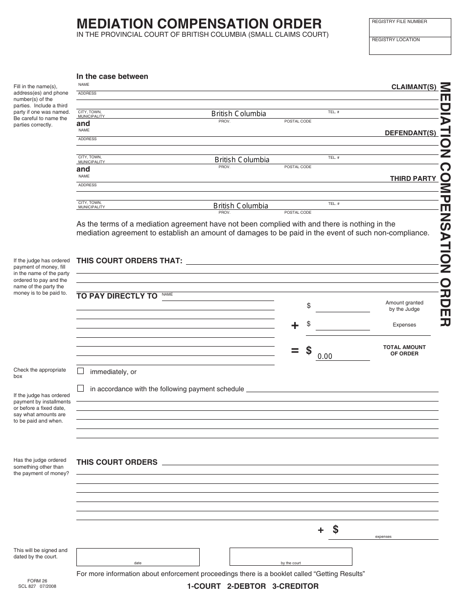 SCR Form 26 (SCL827) - Fill Out, Sign Online and Download Fillable PDF ...
