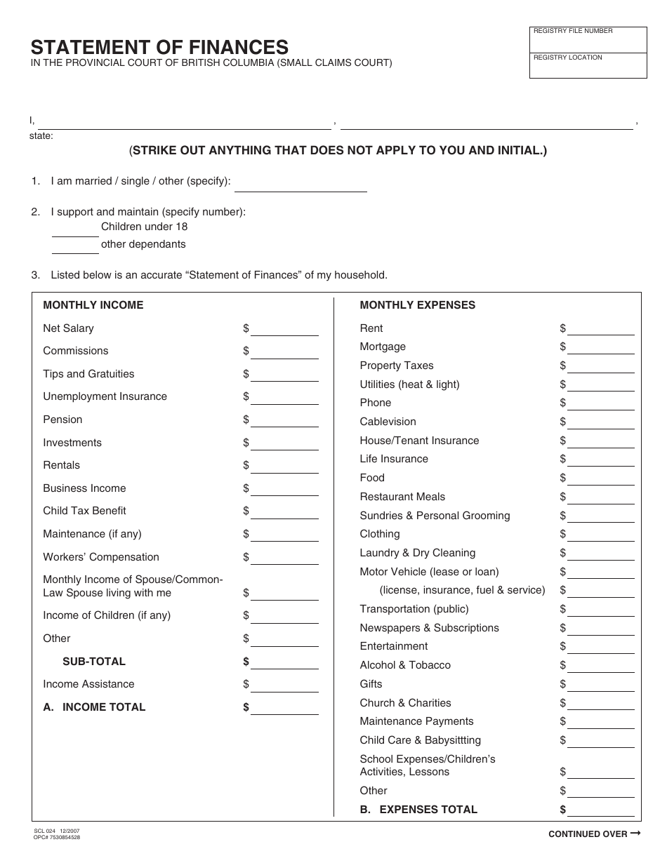 Form SCL024 - Fill Out, Sign Online and Download Fillable PDF, British ...