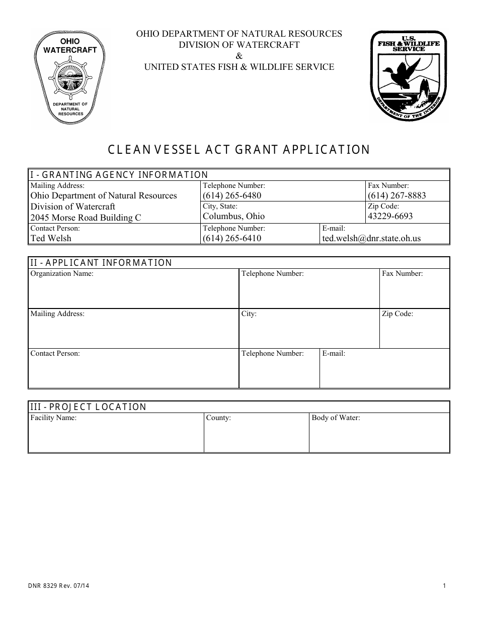 Form DNR8329 - Fill Out, Sign Online and Download Printable PDF, Ohio ...