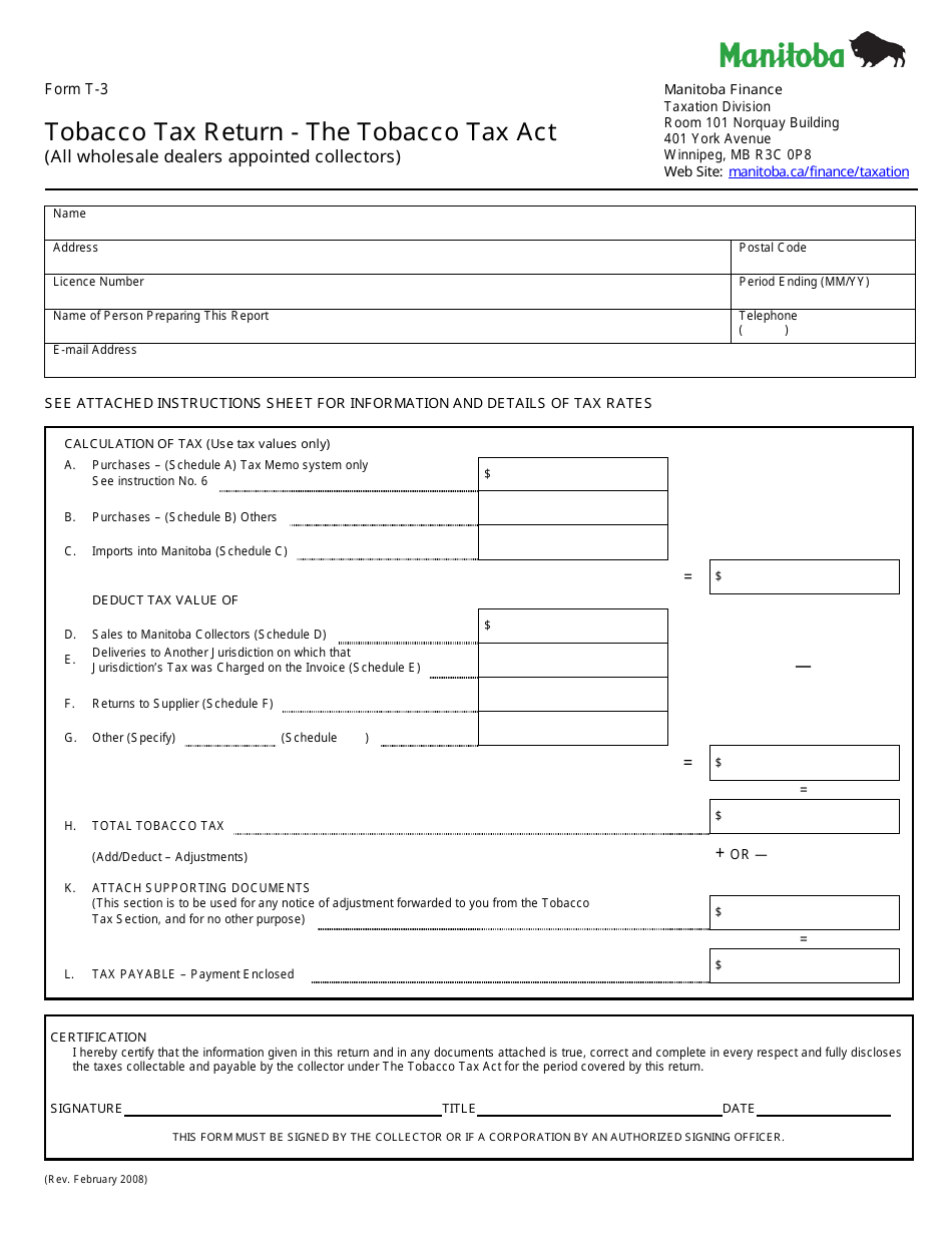Form T-3 - Fill Out, Sign Online and Download Printable PDF, Manitoba ...