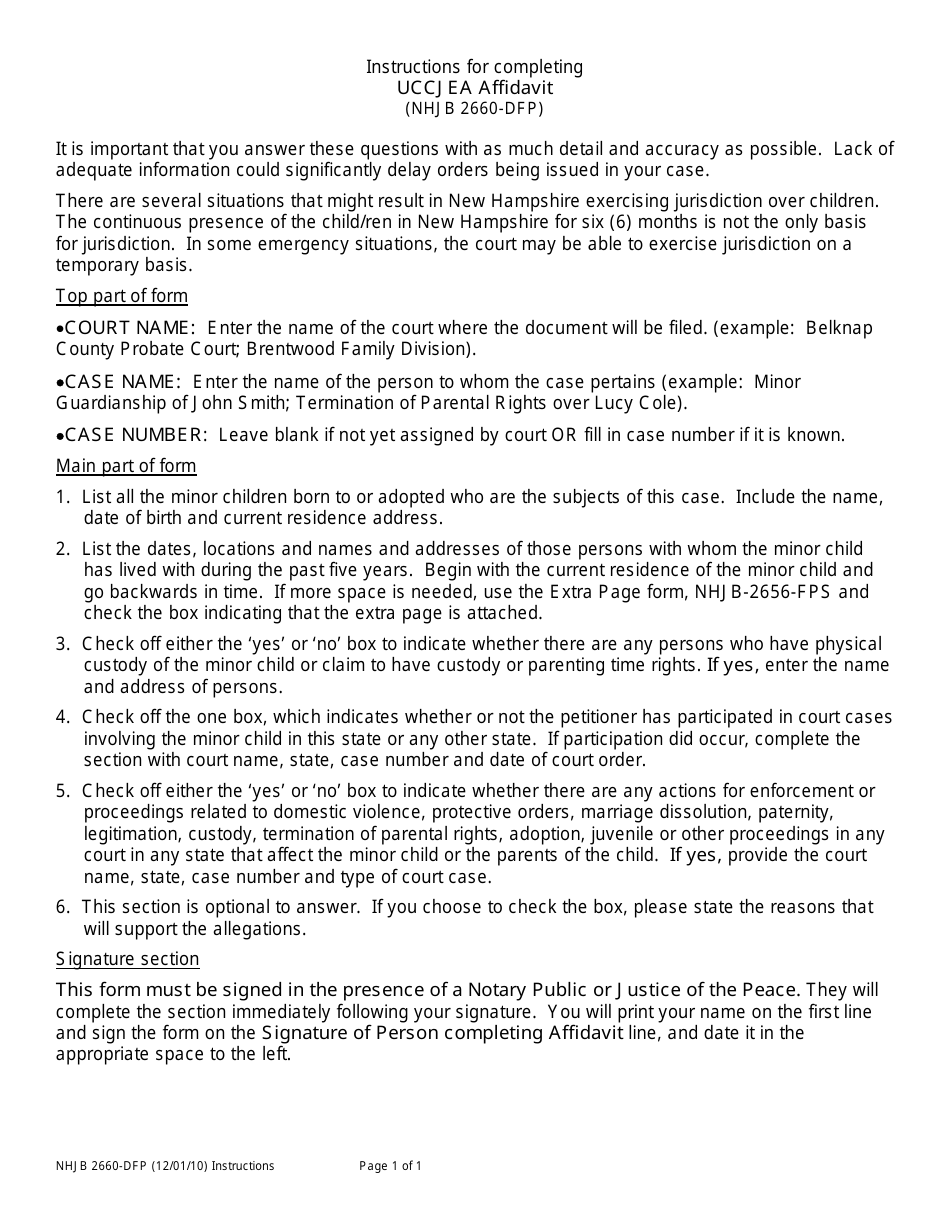 Download Instructions for Form NHJB-2660-DFP Uniform Child Custody ...