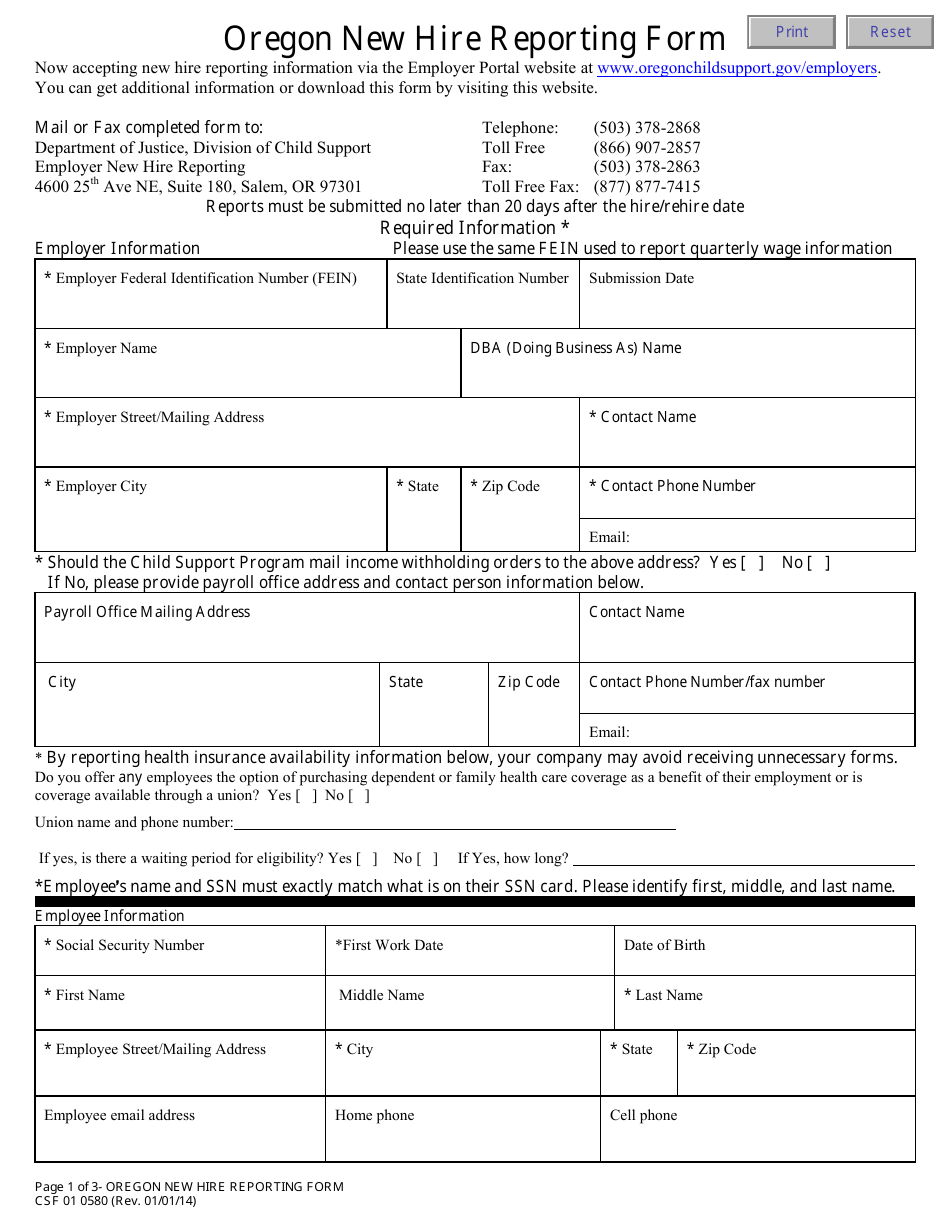 Form CSF01 058 - Fill Out, Sign Online and Download Fillable PDF, Oregon | Templateroller