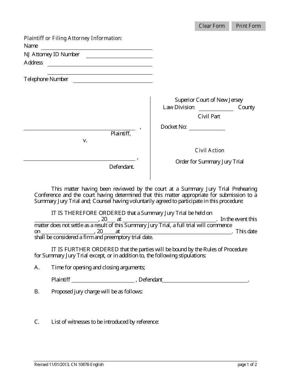 Form 10878 - Fill Out, Sign Online and Download Fillable PDF, New Jersey | Templateroller