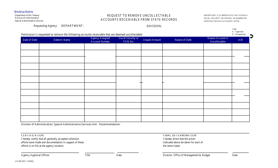 Form AR-900 - Fill Out, Sign Online and Download Fillable PDF, New ...