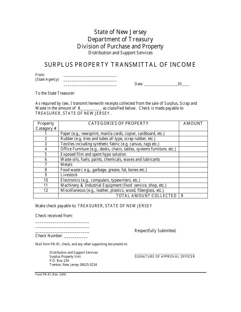 Form PB-81 - Fill Out, Sign Online and Download Printable PDF, New ...