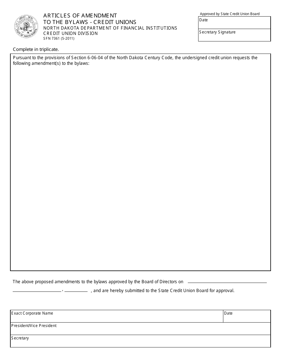 Form SFN7361 - Fill Out, Sign Online and Download Fillable PDF, North ...