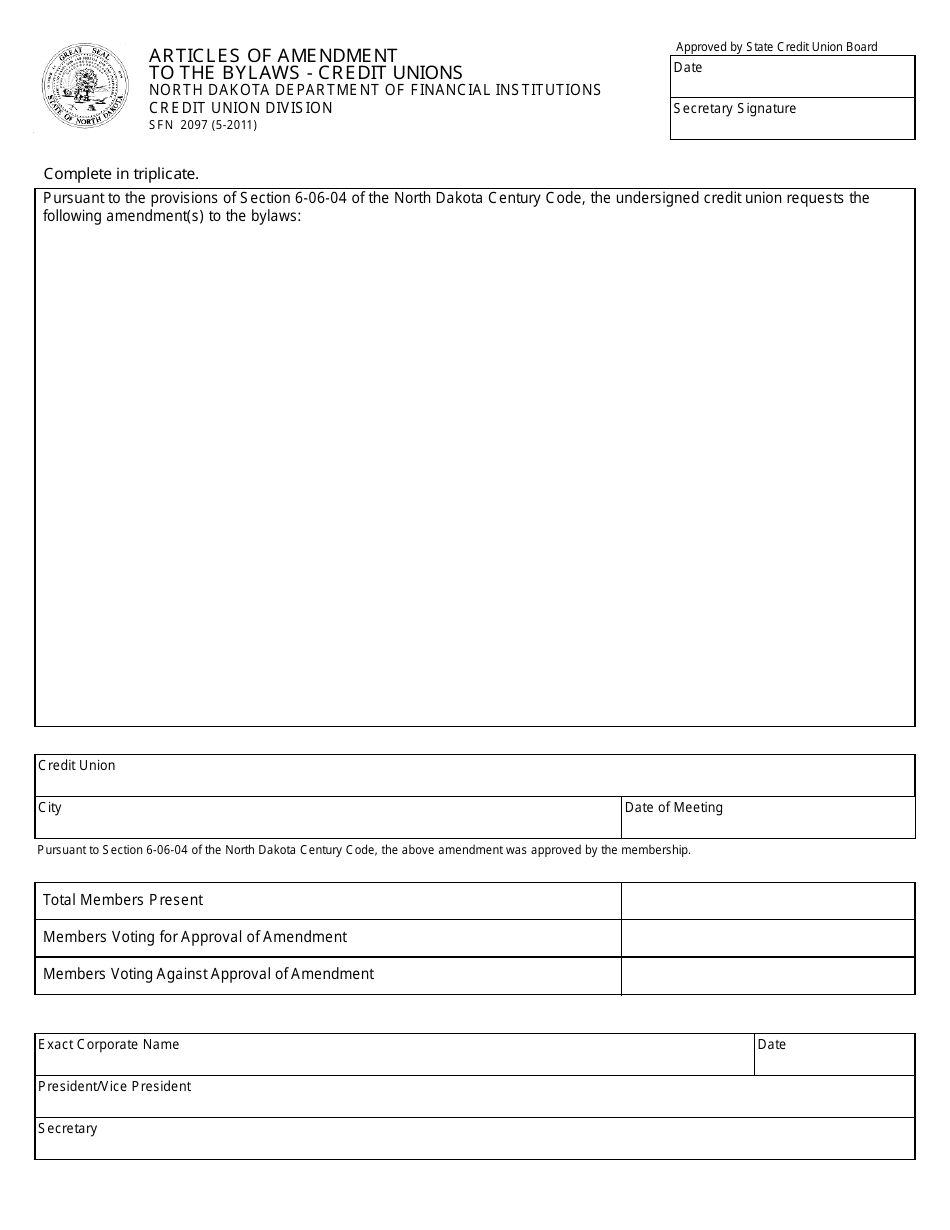 Form SFN2097 - Fill Out, Sign Online and Download Fillable PDF, North ...