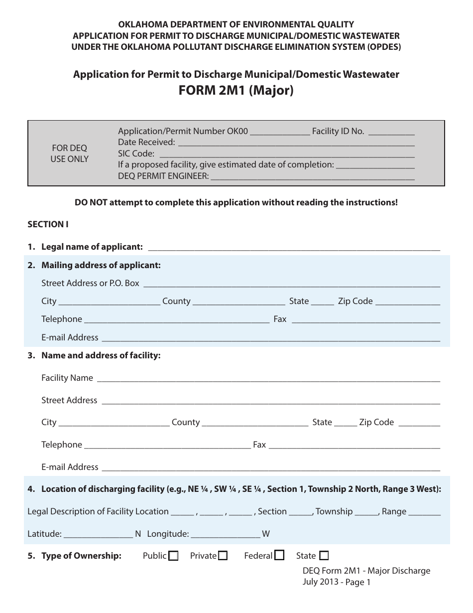 DEQ Form 2M1 - Fill Out, Sign Online and Download Fillable PDF ...