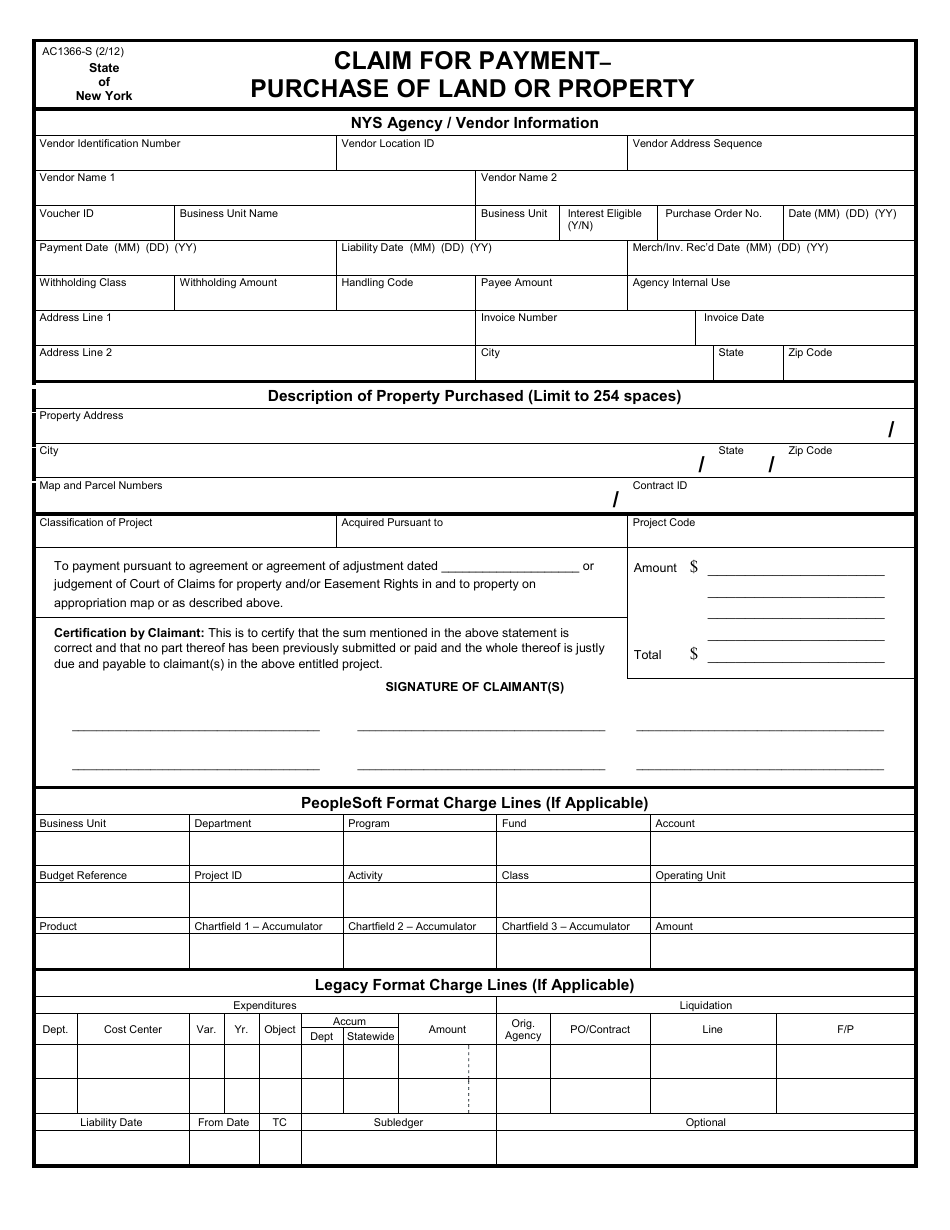 Form AC1366-S - Fill Out, Sign Online and Download Fillable PDF, New ...