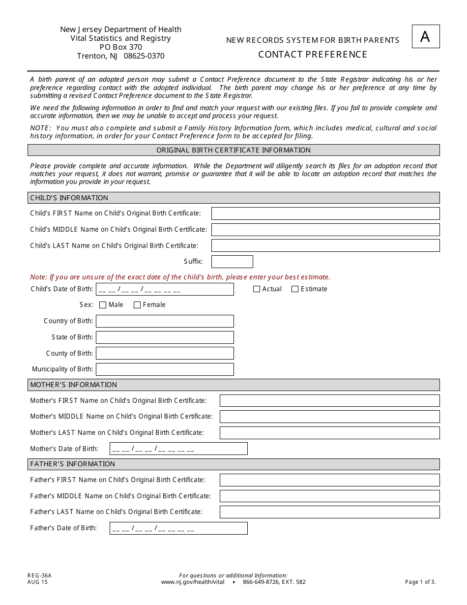 Form A (REG-36A) - Fill Out, Sign Online and Download Printable PDF ...