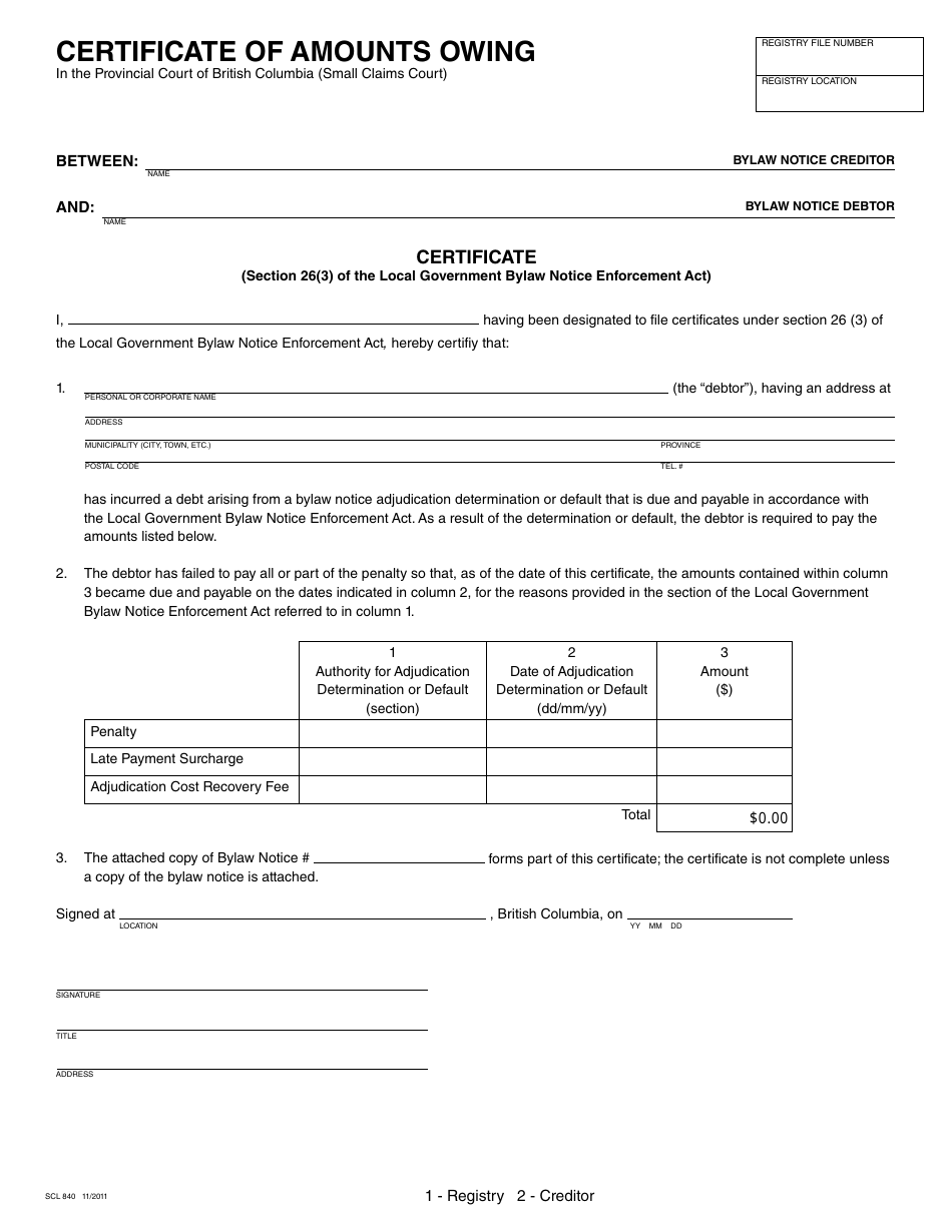 Form SCL840 - Fill Out, Sign Online and Download Fillable PDF, British ...