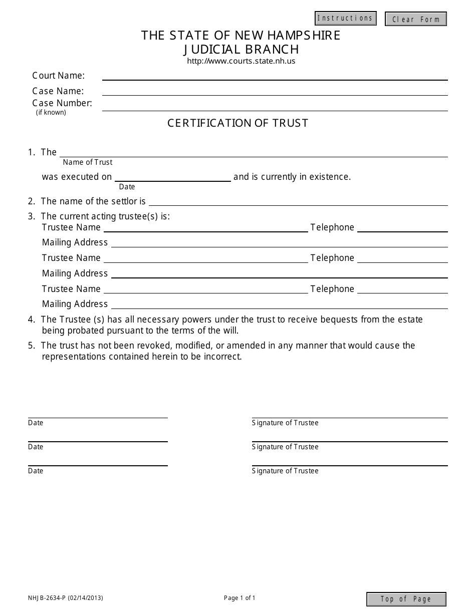 Form NHJB-2634-P - Fill Out, Sign Online and Download Fillable PDF, New ...