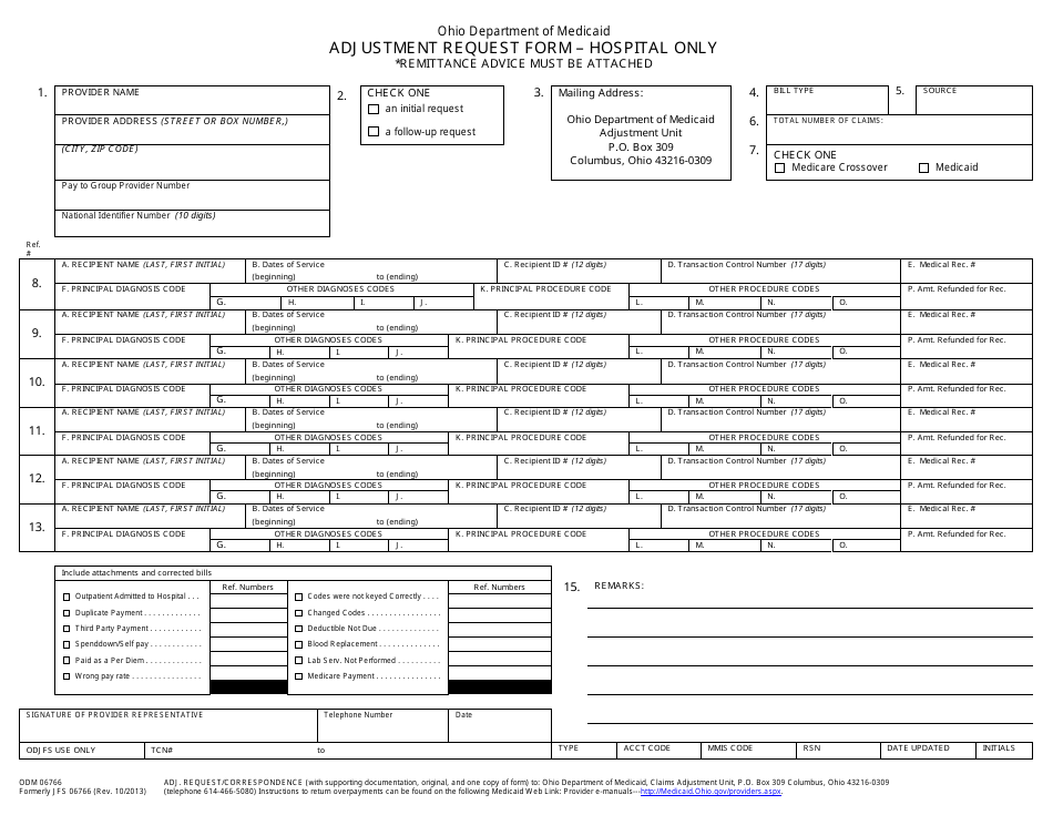 Form ODM06766 - Fill Out, Sign Online and Download Fillable PDF, Ohio ...