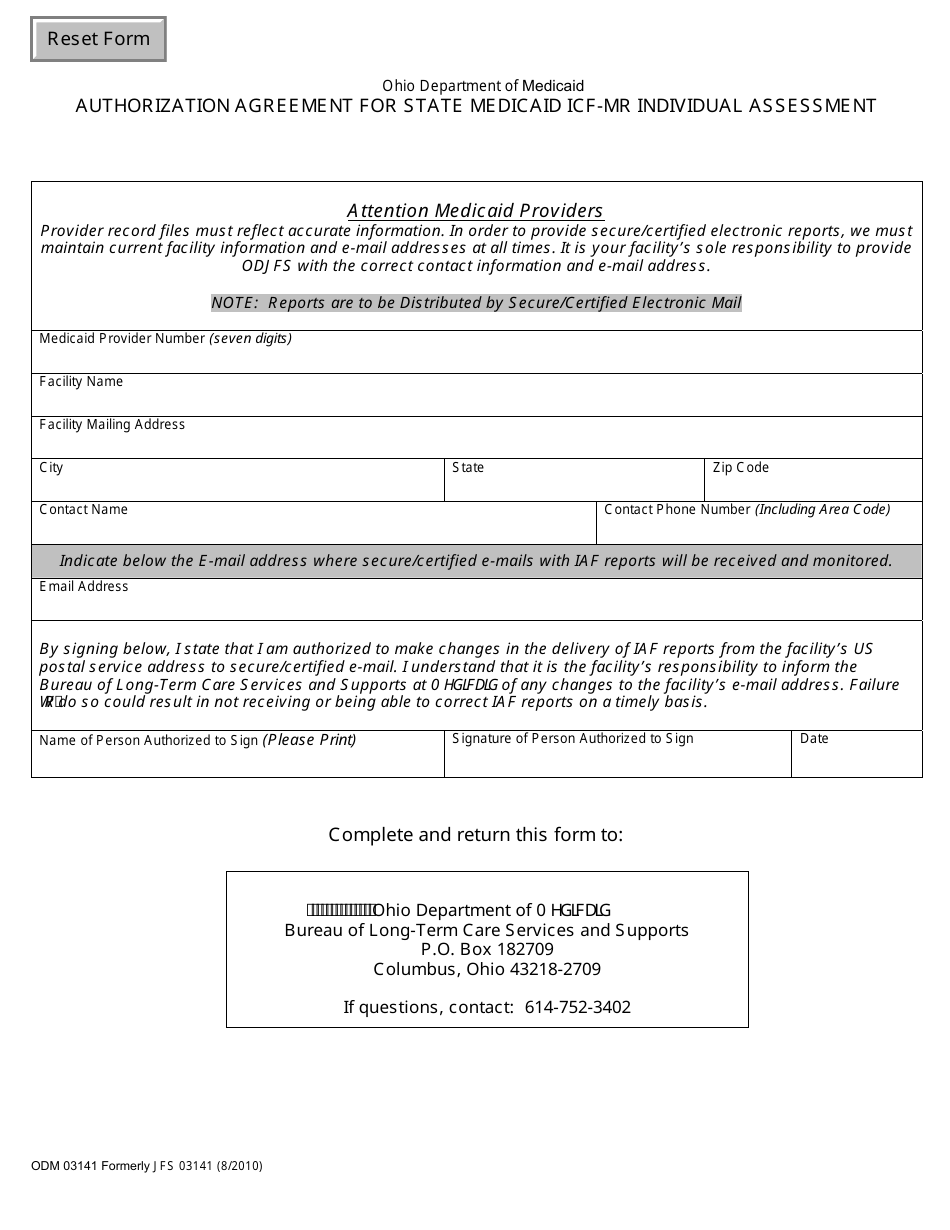 Form ODM03141 - Fill Out, Sign Online and Download Fillable PDF, Ohio ...