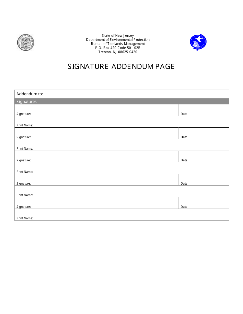 New Jersey Signature Addendum Page - Fill Out, Sign Online and Download ...
