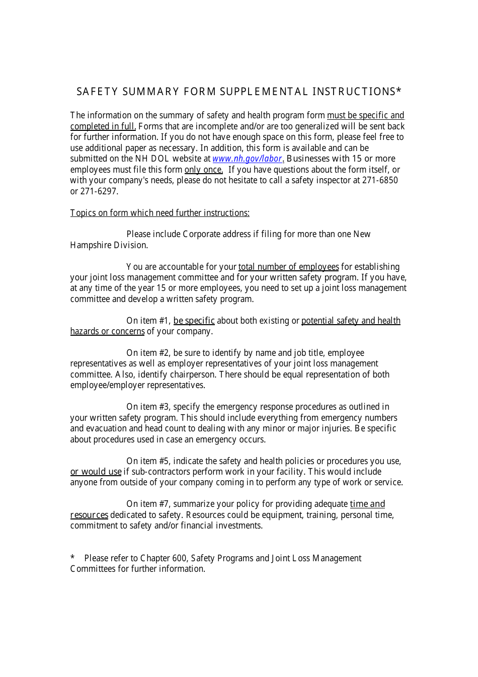 Download Instructions for Appendix II Safety Summary Form PDF ...