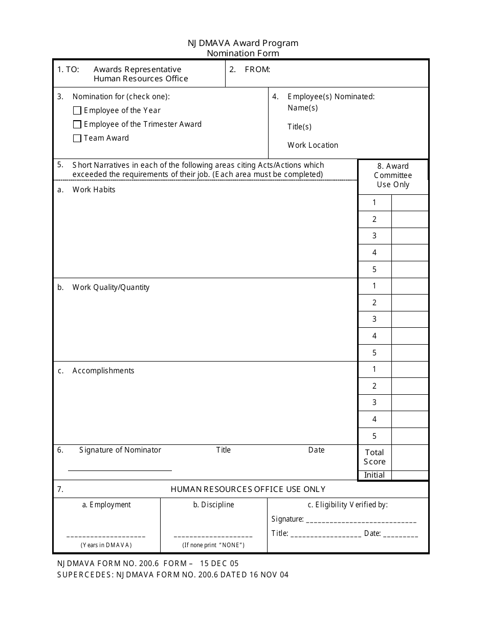 NJDMAVA Form 200.6 - Fill Out, Sign Online and Download Fillable PDF ...