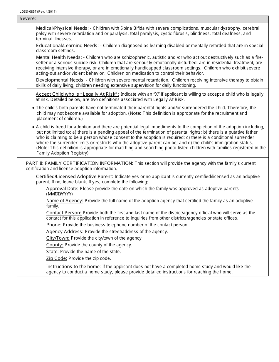 Form LDSS-0857 - Fill Out, Sign Online and Download Printable PDF, New ... Form LDSS-0857 - Fill Out, Sign Online and Download Printable PDF, New ...