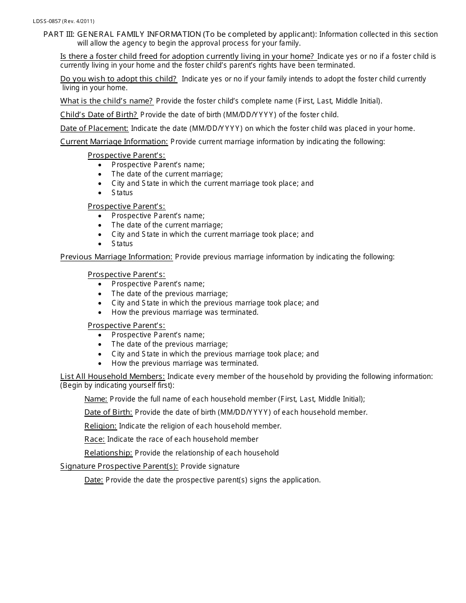 Form LDSS-0857 - Fill Out, Sign Online and Download Printable PDF, New ... Form LDSS-0857 - Fill Out, Sign Online and Download Printable PDF, New ...