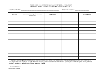 Ohio Sanitation Log Download Printable PDF | Templateroller