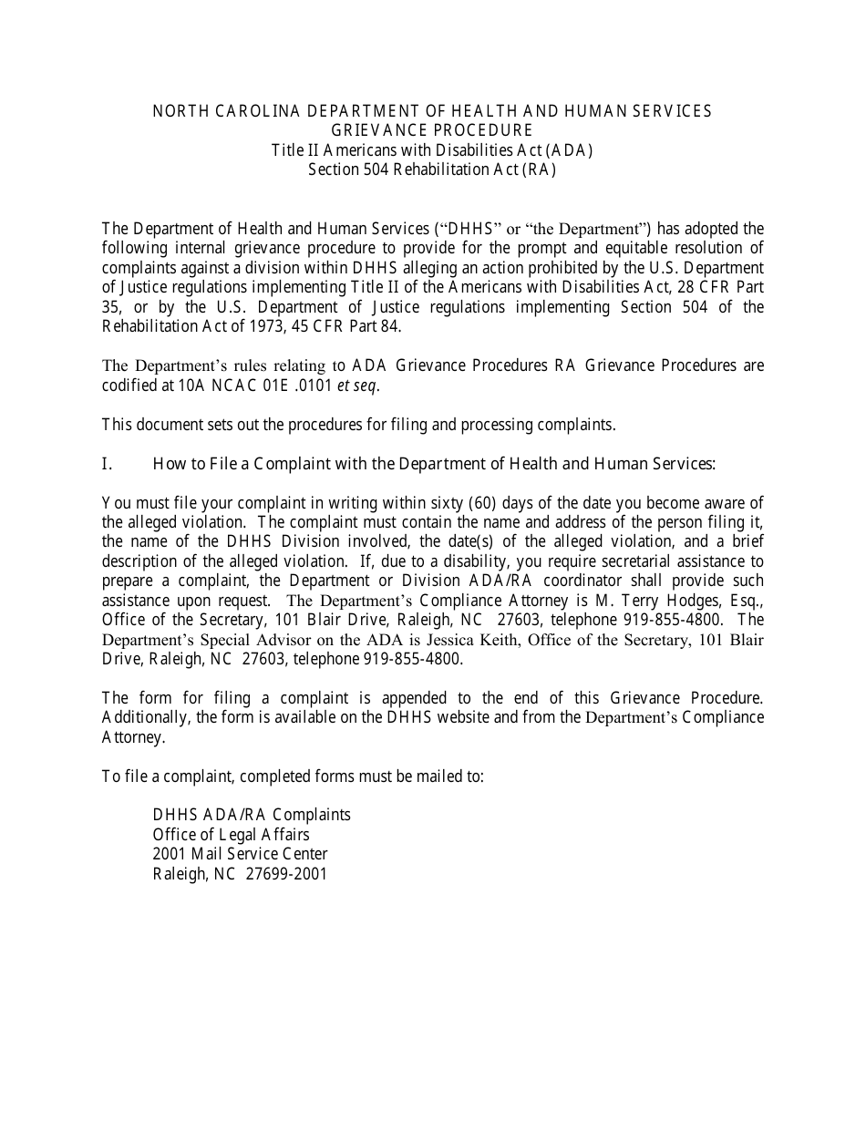 North Carolina Complaint Form - Fill Out, Sign Online and Download PDF ...
