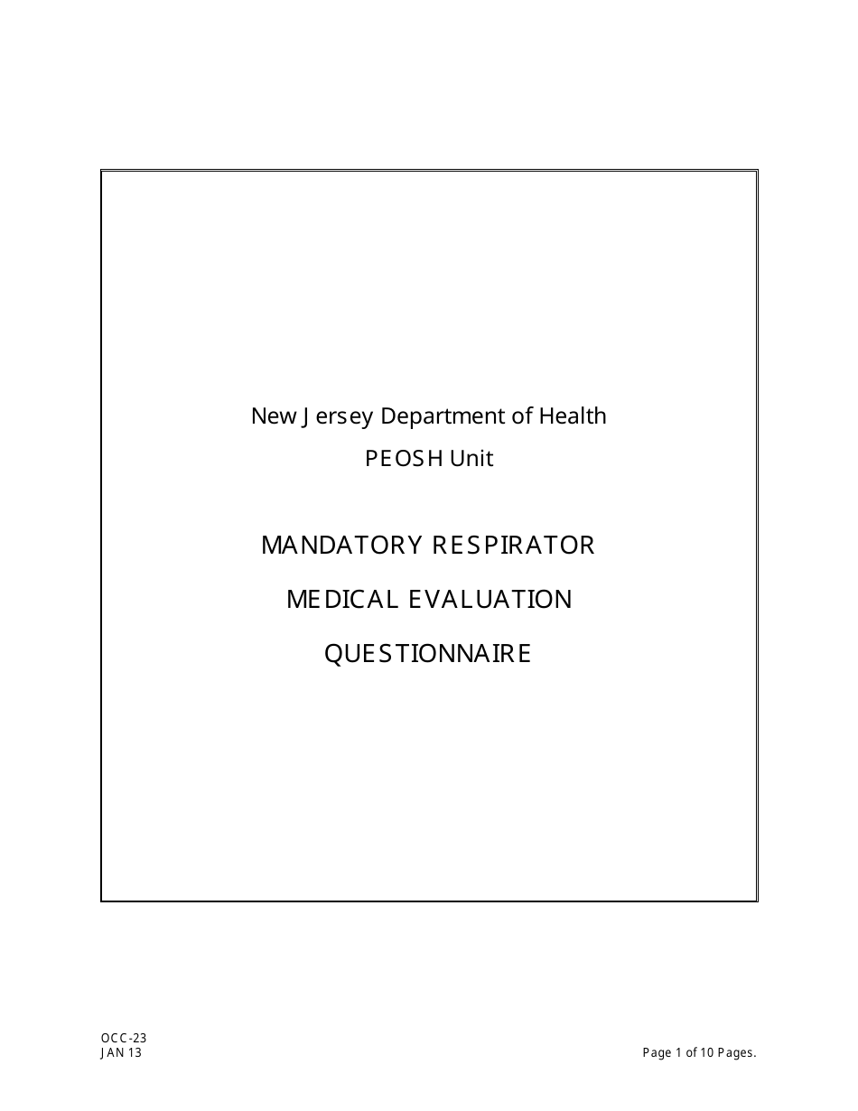 Respiratory Protection Medical Evaluation