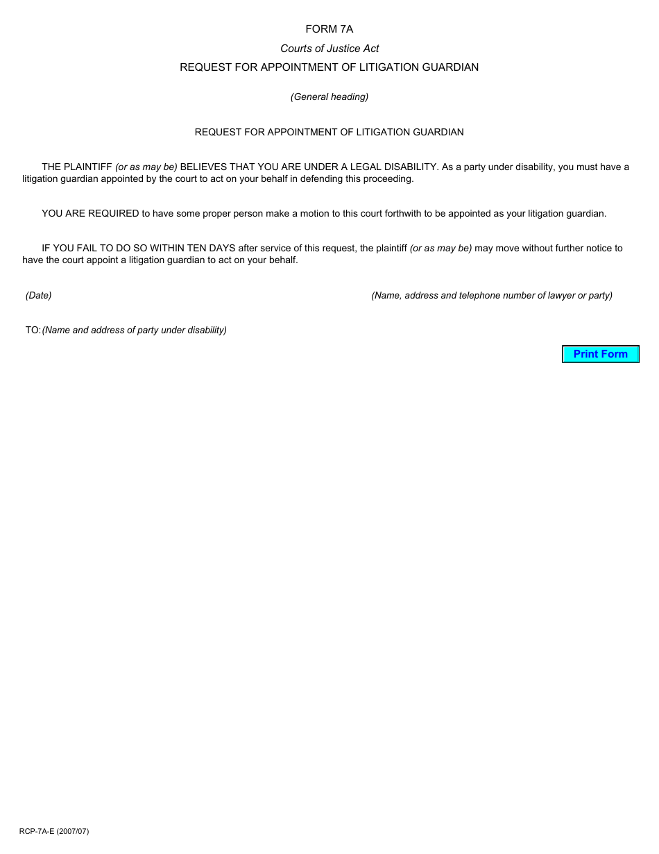 Form 7A - Fill Out, Sign Online and Download Printable PDF, Ontario ...