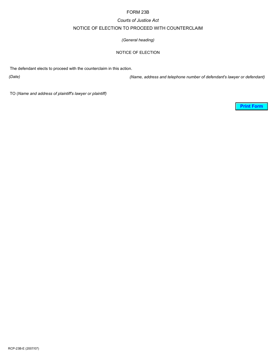 Form 23B - Fill Out, Sign Online and Download Printable PDF, Ontario ...