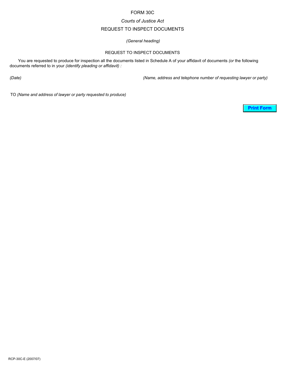 Form 30C - Fill Out, Sign Online and Download Printable PDF, Ontario ...