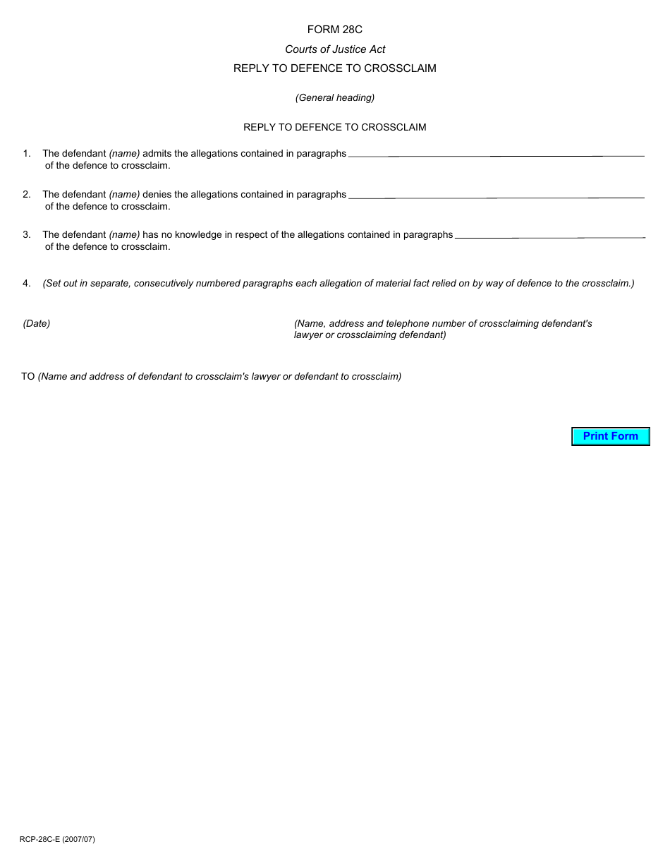 Form 28C - Fill Out, Sign Online and Download Printable PDF, Ontario ...