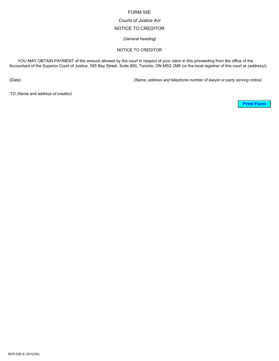 Form 55E - Fill Out, Sign Online and Download Printable PDF, Ontario ...