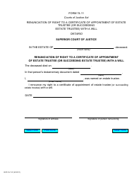 Form 74.11 Download Fillable PDF or Fill Online Renunciation of Right ...