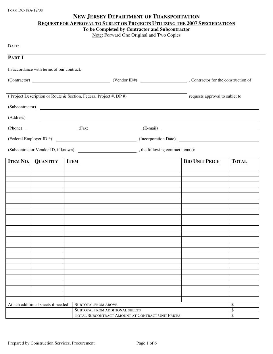 Form DC-18A - Fill Out, Sign Online and Download Printable PDF, New ...