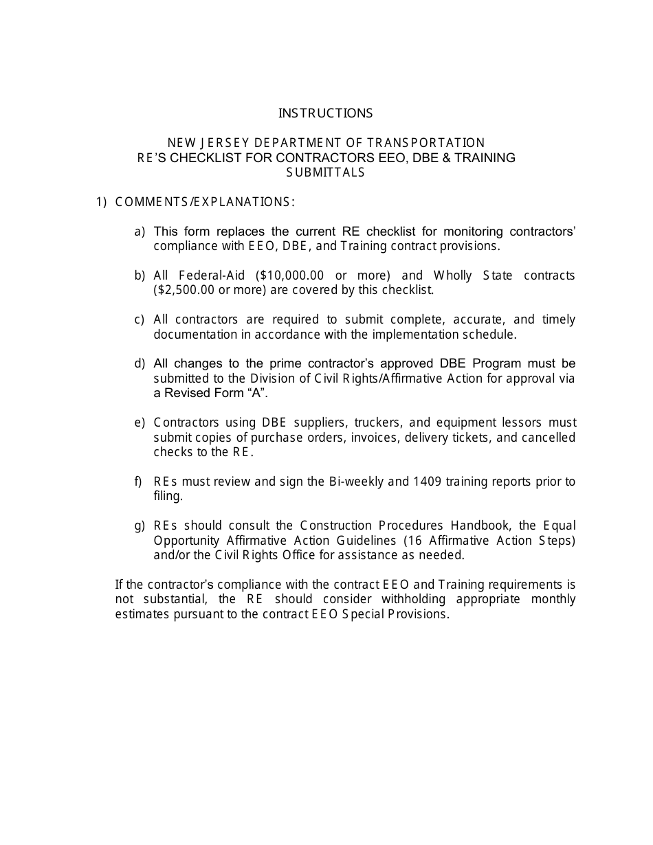 Download Instructions for Form DC130 Re's EEO, on-The-Job Training and Dbe/Esbe and Sbe ...
