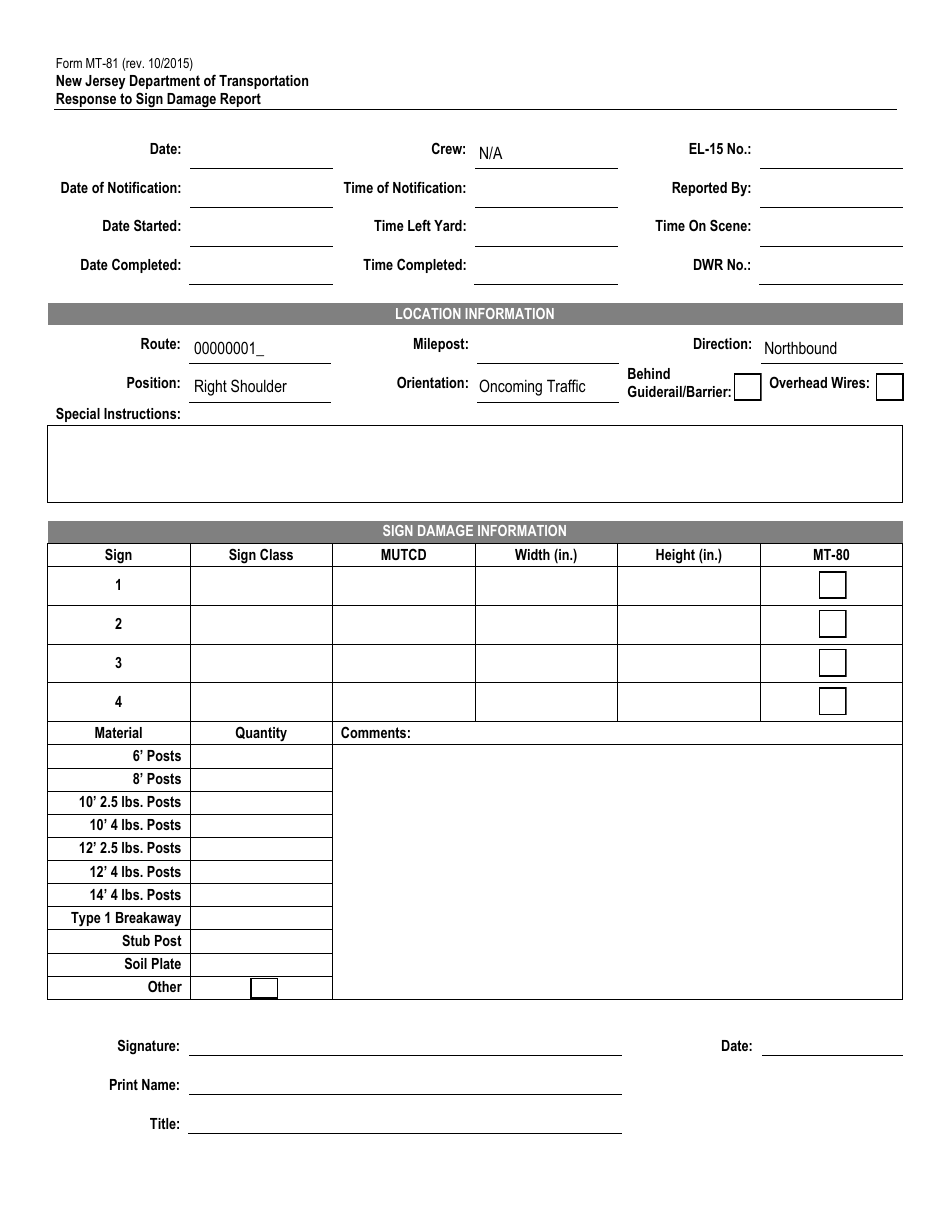 Form MT-81 - Fill Out, Sign Online and Download Fillable PDF, New ...