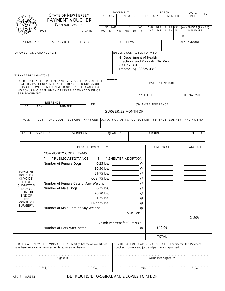 Form APC-7 - Fill Out, Sign Online and Download Printable PDF, New ...
