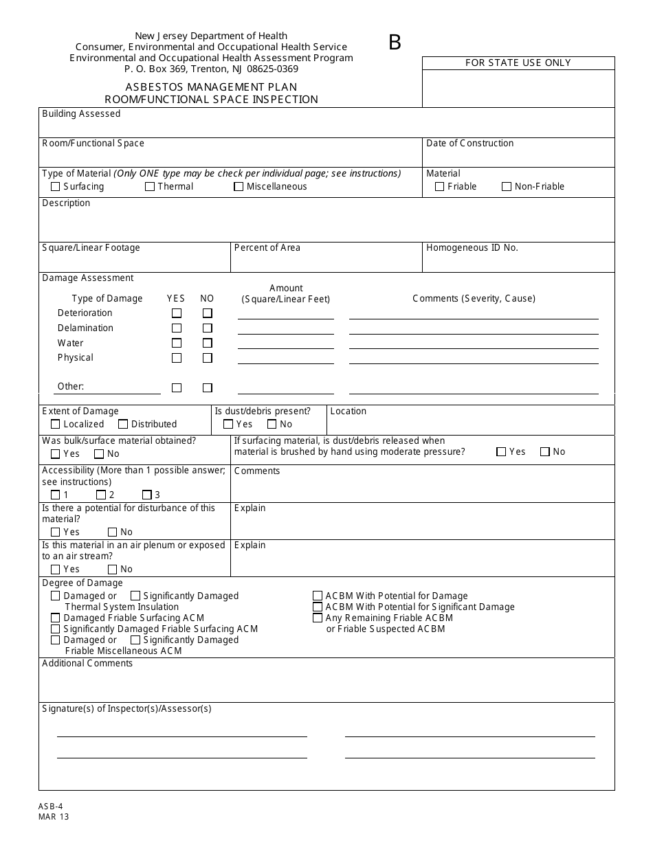 Form B - Fill Out, Sign Online and Download Printable PDF, New Jersey ...