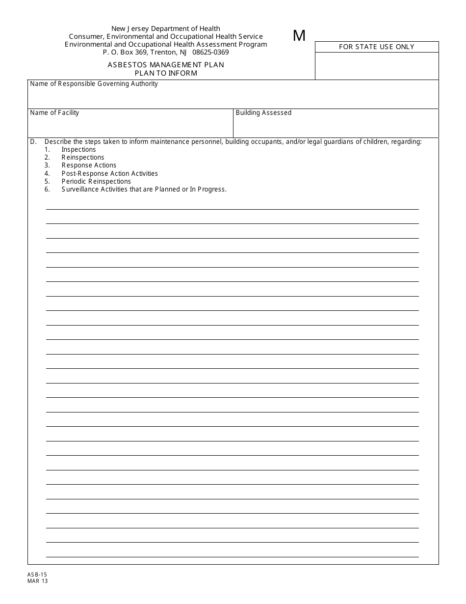 Form M (ASB-15) - Fill Out, Sign Online and Download Printable PDF, New ...