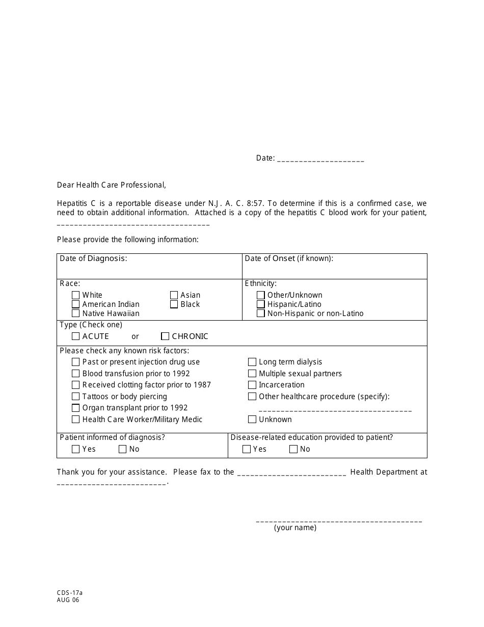 Form CDS-17A - Fill Out, Sign Online and Download Printable PDF, New ...