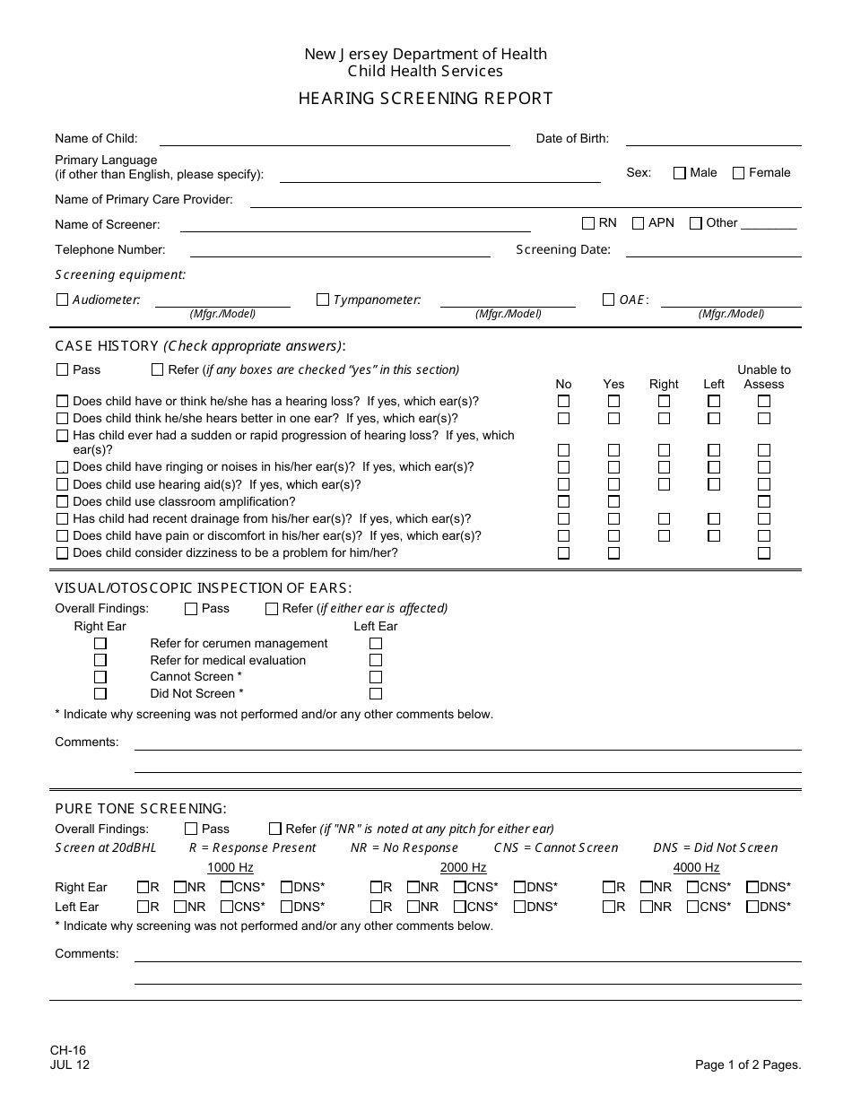 Form CH-16 - Fill Out, Sign Online and Download Printable PDF, New ...