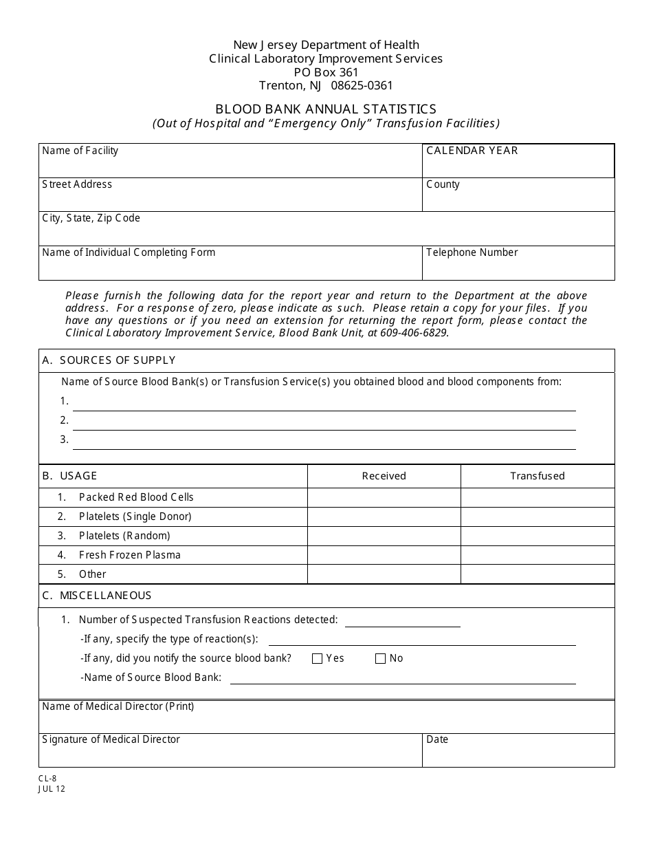 Form CL-8 - Fill Out, Sign Online and Download Printable PDF, New ...