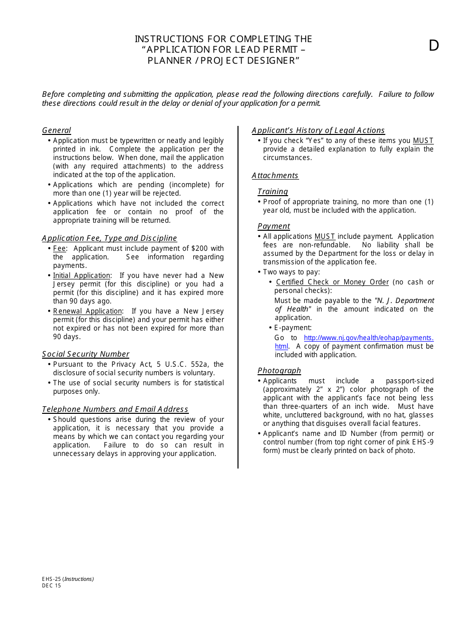 Form EHS-25 - Fill Out, Sign Online and Download Printable PDF, New ...