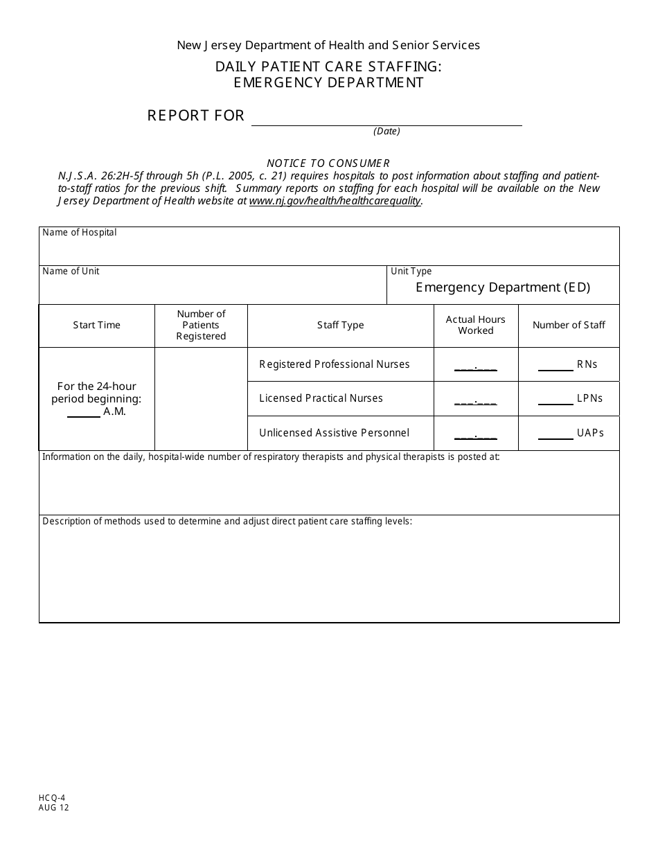 Form HCQ-4 - Fill Out, Sign Online and Download Printable PDF, New ...