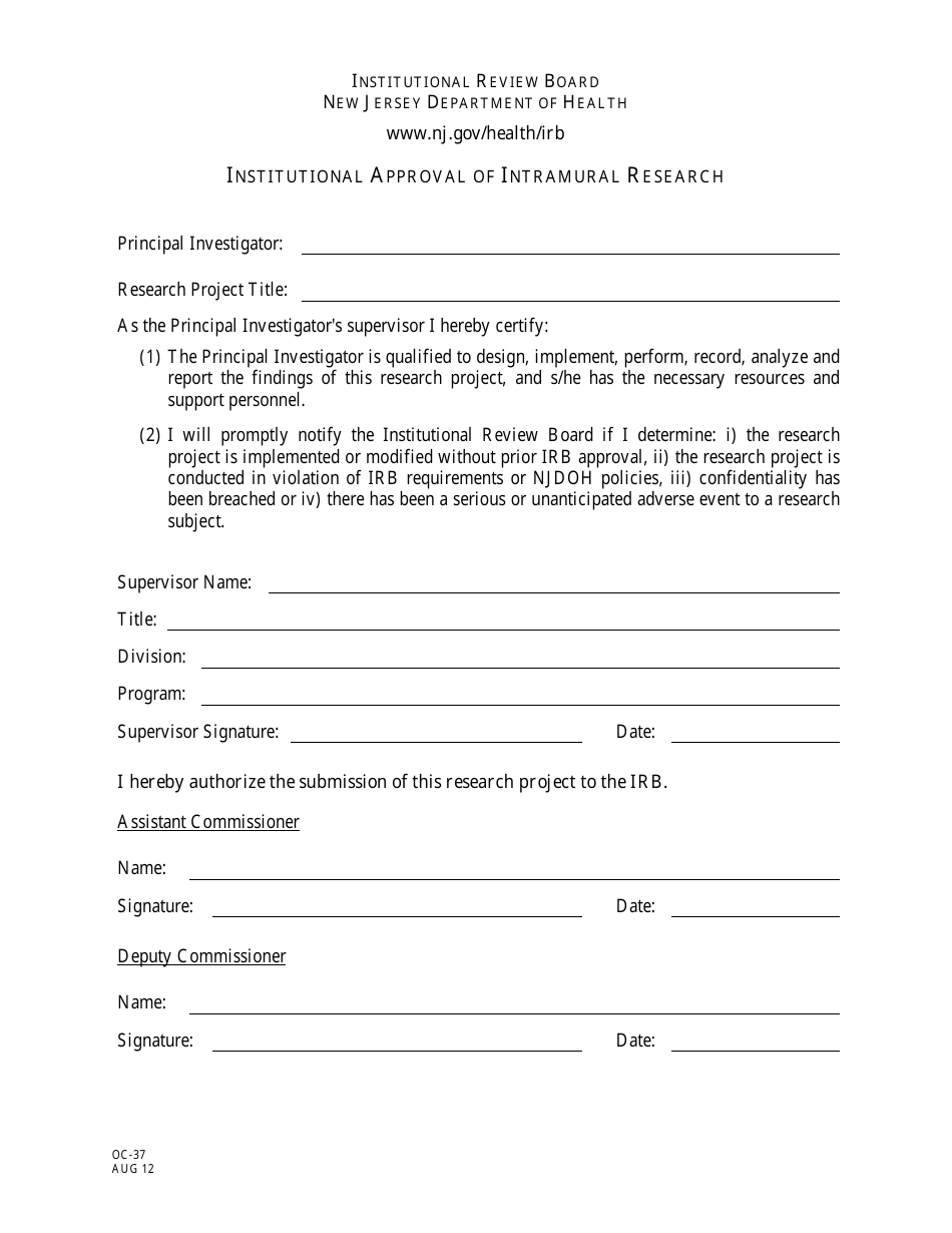 Form OC-37 - Fill Out, Sign Online and Download Printable PDF, New ...