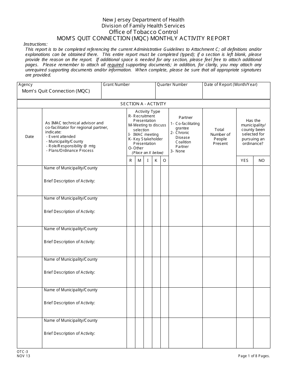 Form OTC-3 - Fill Out, Sign Online and Download Printable PDF, New ...