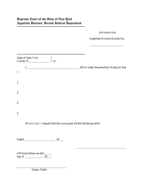 New York Affirmation Download Printable PDF | Templateroller