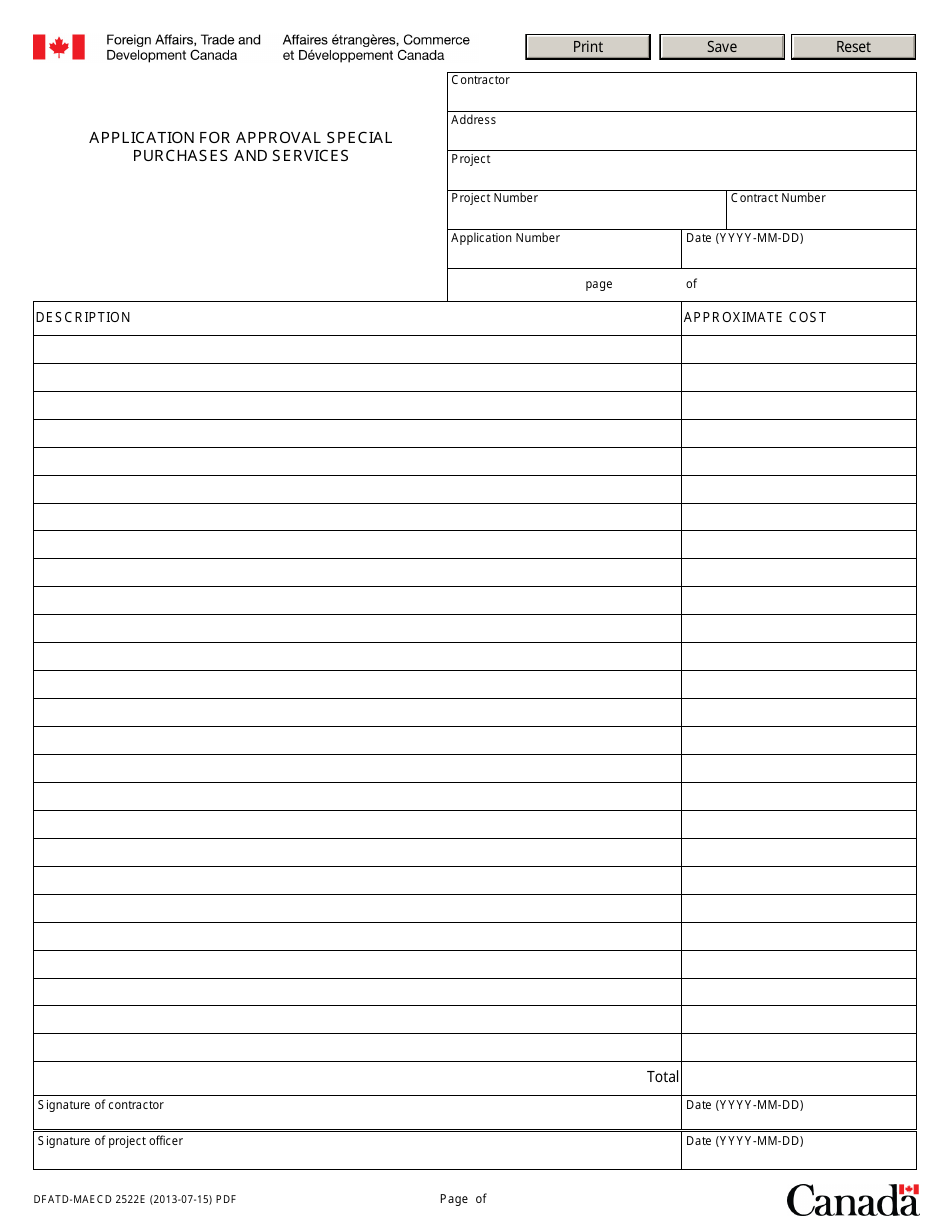Form 2522E - Fill Out, Sign Online and Download Fillable PDF, Canada ...